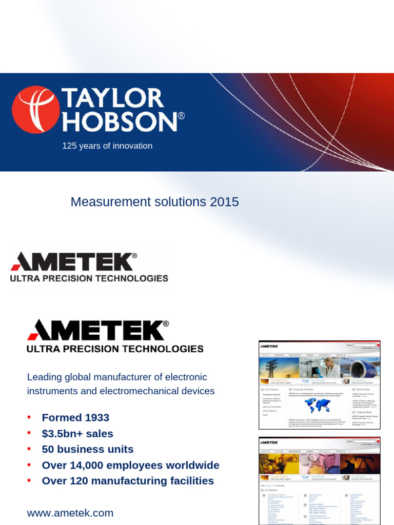 Taylor Hobson Overview 2015 | PDF | Metrology