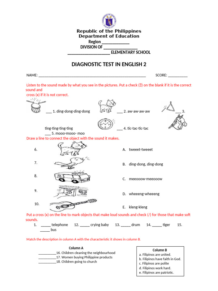 Diagnostic Test English 2 | PDF | Chess Openings | Chess