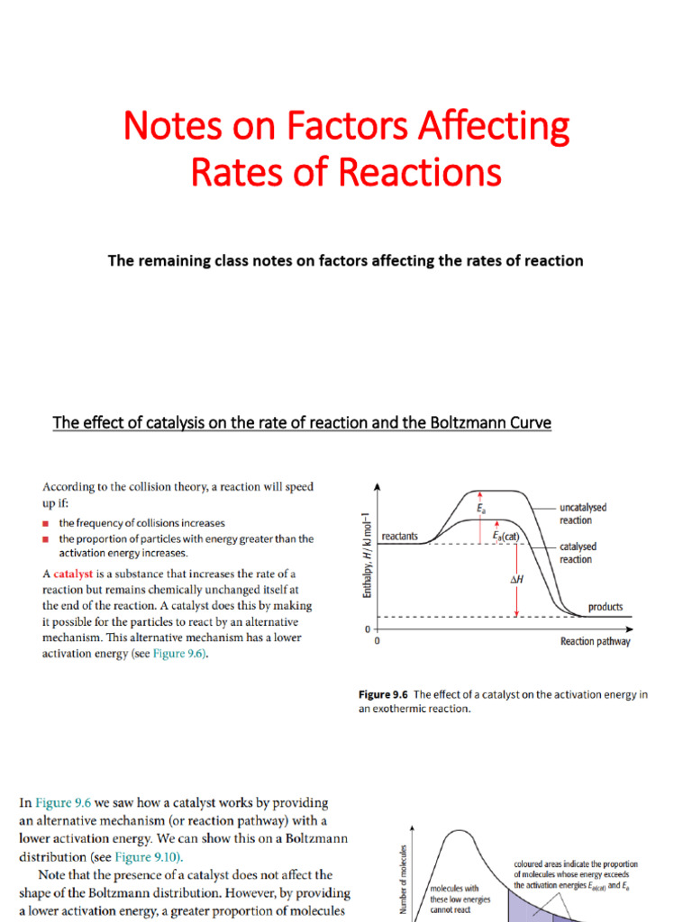 Notes On Factors Affecting Rates of Reactions | PDF