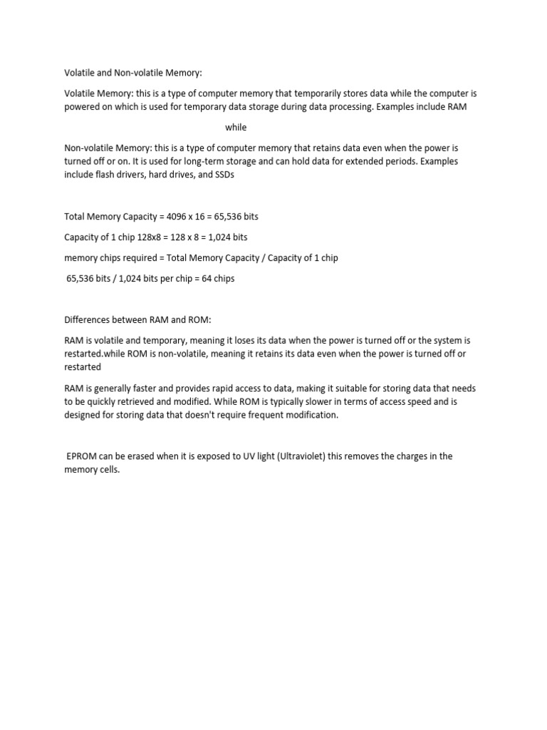 Volatile and Non-Volatile Memory | PDF
