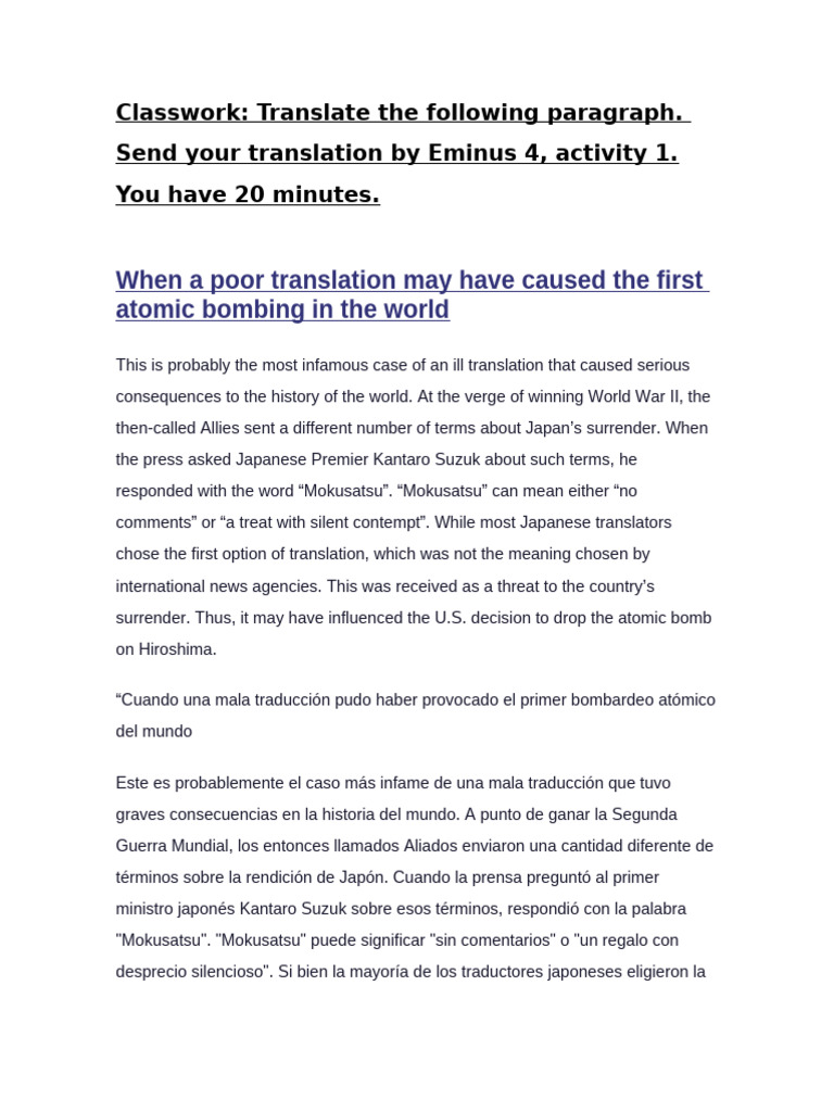 ACTIVITY 1 Translate The Following Paragraph. - Alex - Santiago ...