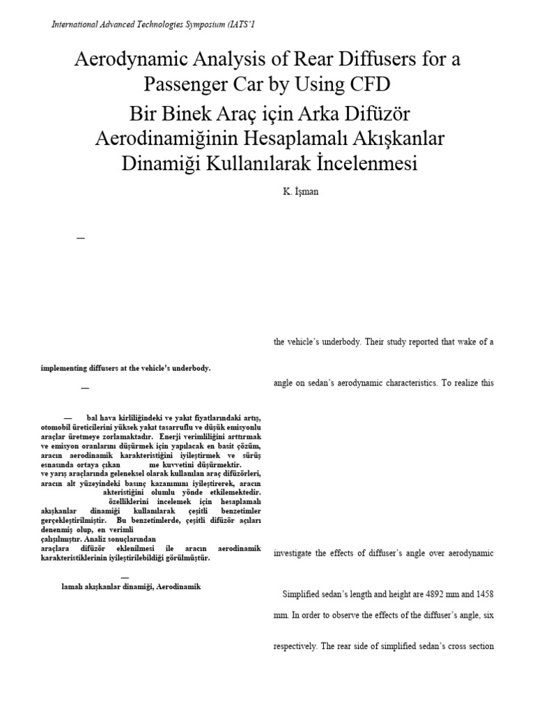 Aerodynamic Analysis of Rear Diffusers For A Passe | PDF ...
