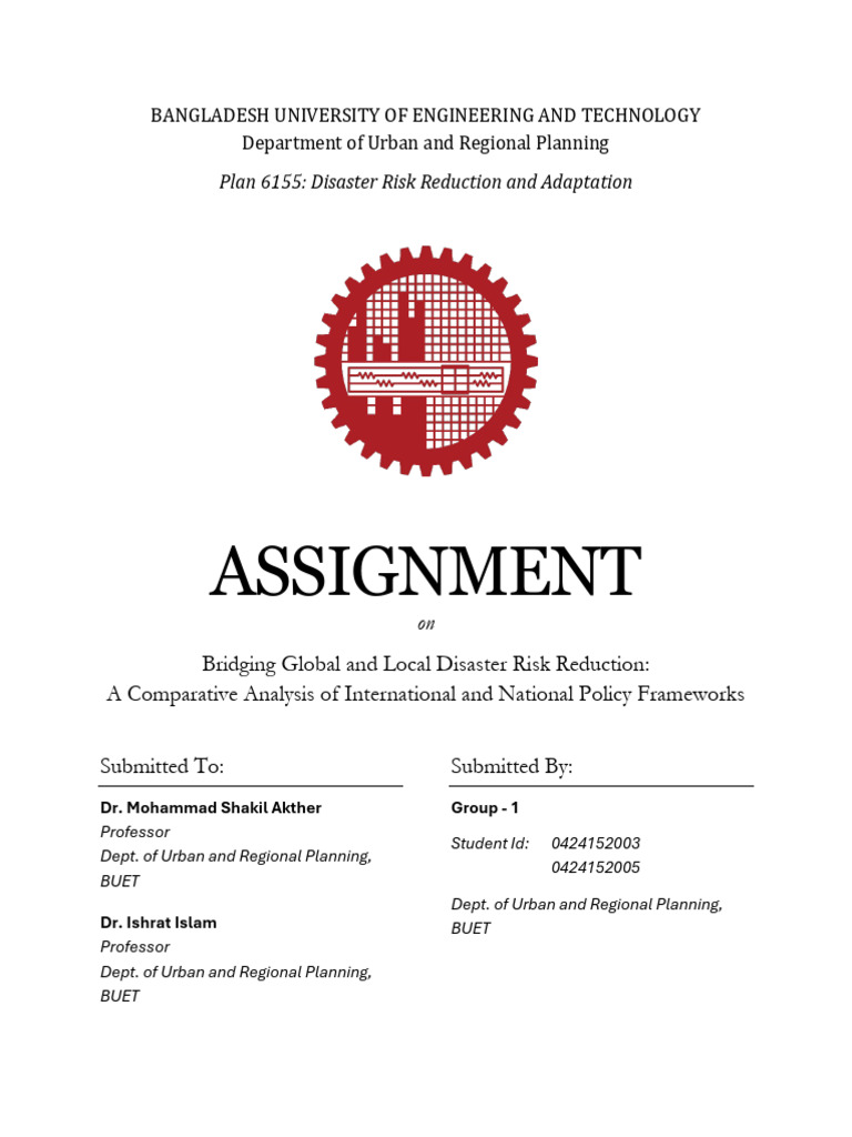 Assignment 1 - Group 1 - DRR | PDF | Disaster Risk Reduction | Kyoto Protocol