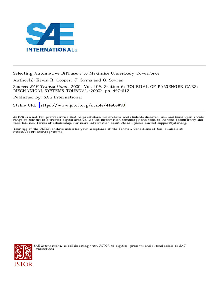 Selecting Automotive Diffusers To Maximise Underbody Downforce | PDF ...