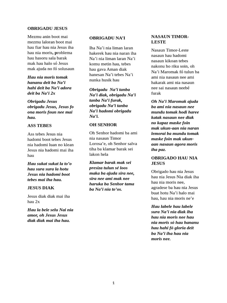 Lista Muzika Tetun | PDF