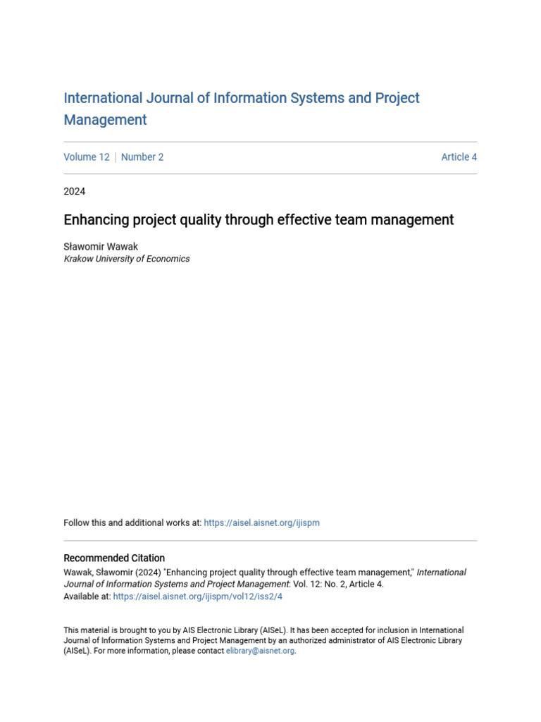 Enhancing Project Quality Through Effective Team Management | PDF | Leadership | Quality Management