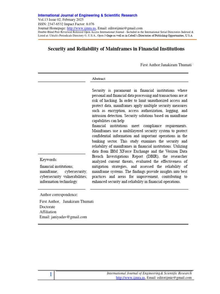 Security and Reliability of Mainframes I | PDF | Computer Security | Security