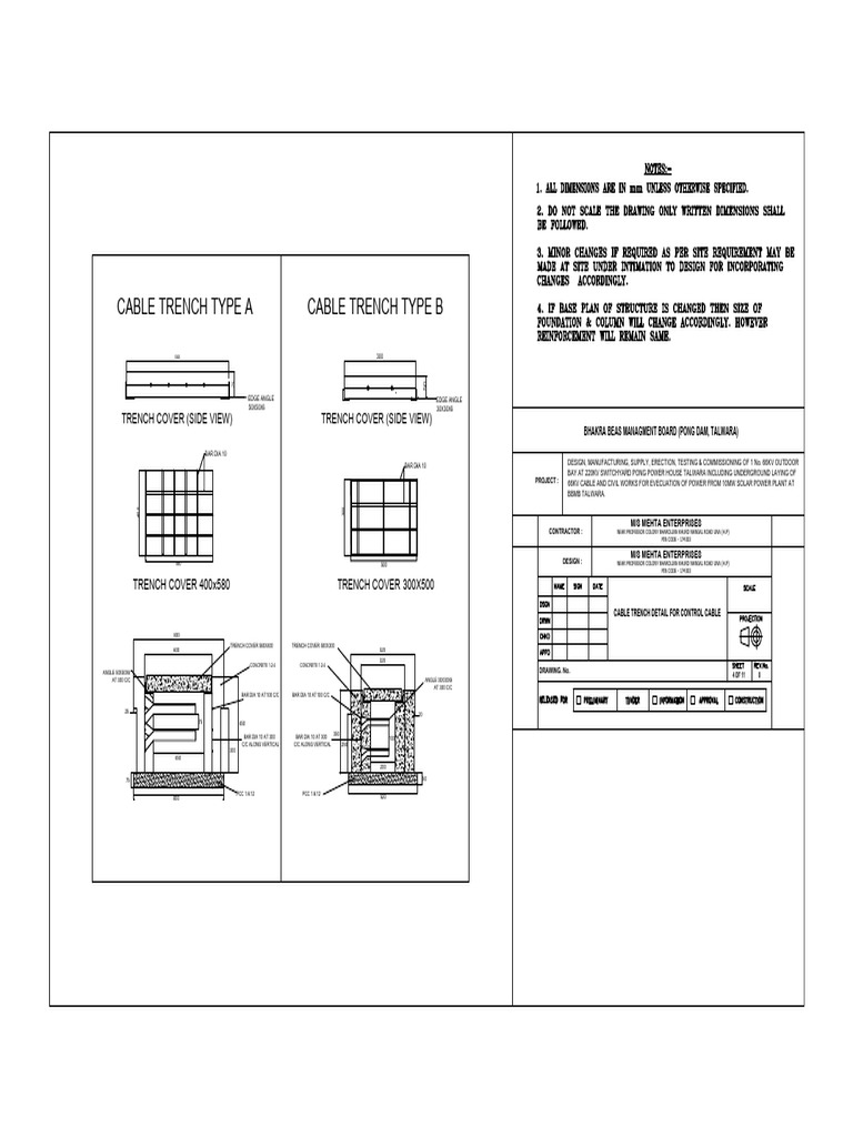 Cable Trench Detail Drawing | PDF