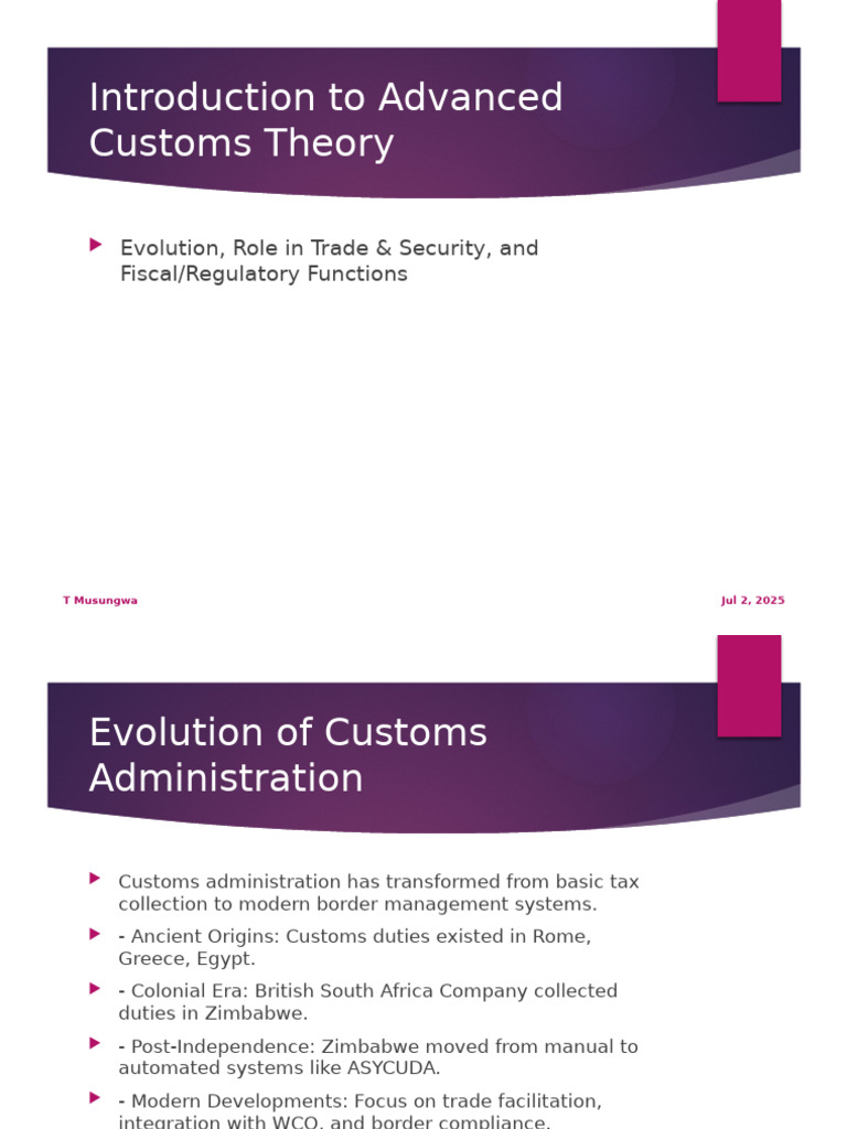 Advanced Customs Theory Presentation | PDF | Customs | Business