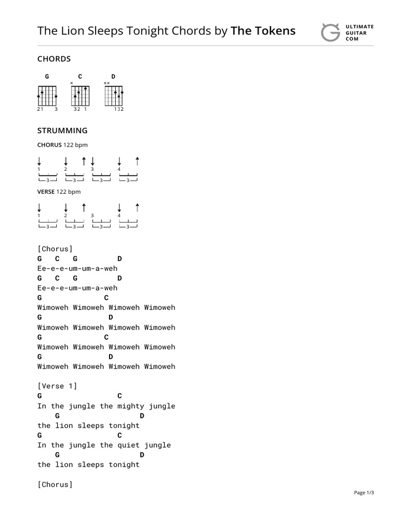 The Lion Sleeps Tonight Chords Guide | PDF