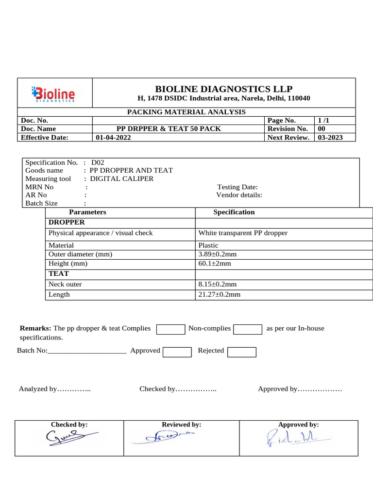 PP Dropper Turbid 50 Pack Spec | PDF