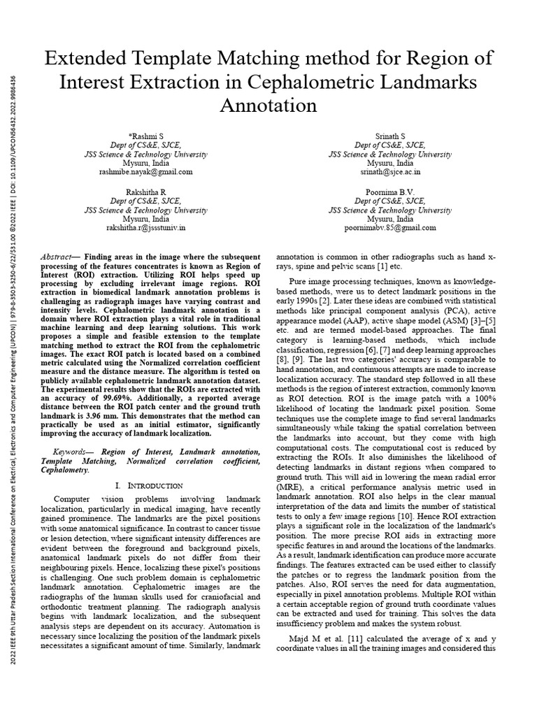 Extended Template Matching Method For Region of | PDF | Accuracy And ...