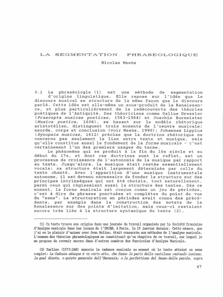 La Segmentation Phraséologique N. Meeùs | PDF