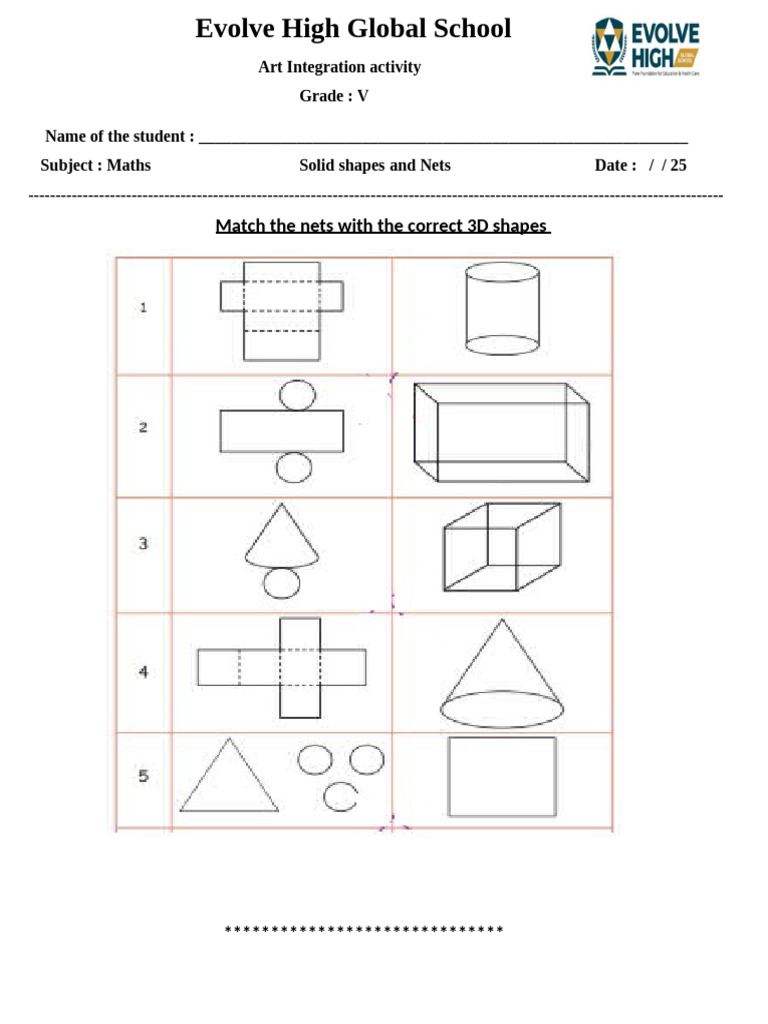 Art Integration Nets Grade 5 Maths | PDF