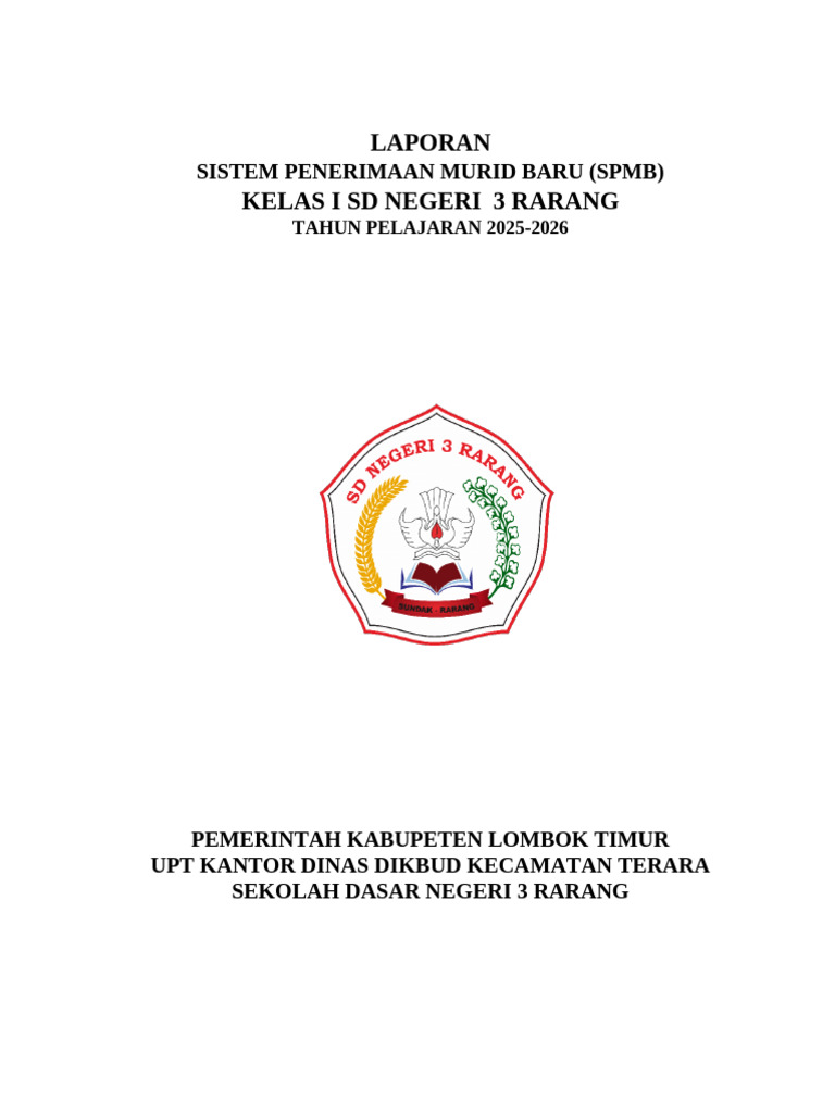 Laporan SPMB SDN 3 Rarang 2025/2026 | PDF