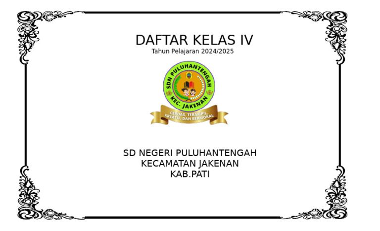 Cover Daftar Kelas IV | PDF