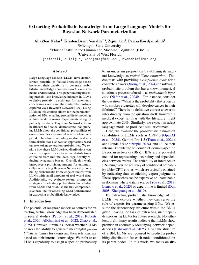 Extracting Probabilistic Knowledge From Large Lang | PDF | Bayesian Network | Bayesian Inference