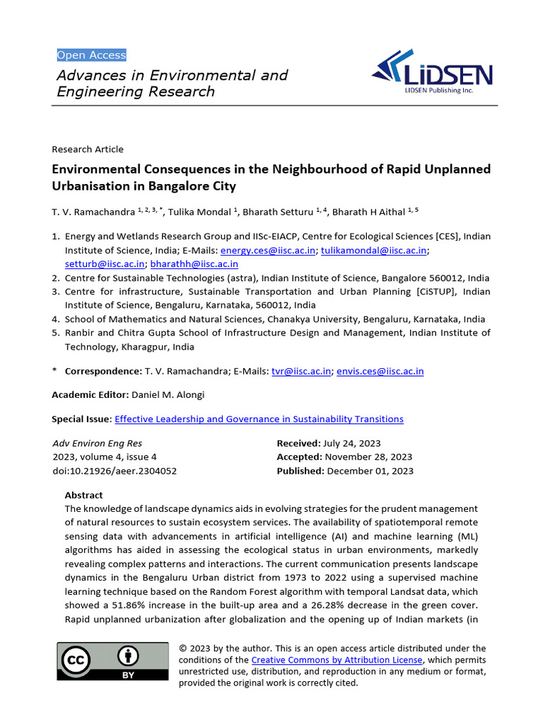 Environmental Consequences in The Neighbourhood of Rapid Unplanned ...