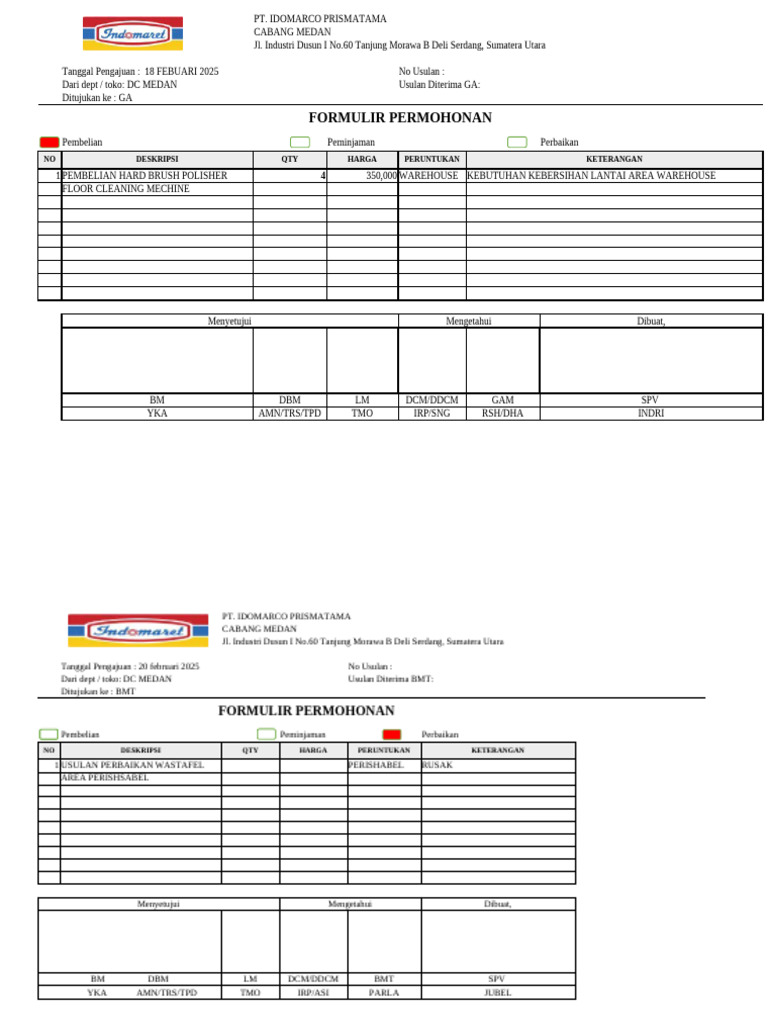 Form Usulan Terbaru 2025 | PDF