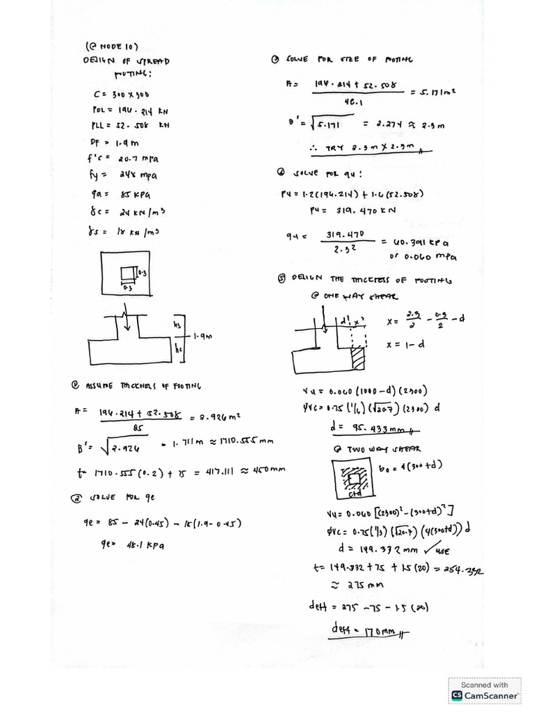 NODE 10 Design Square Spread Footing | PDF