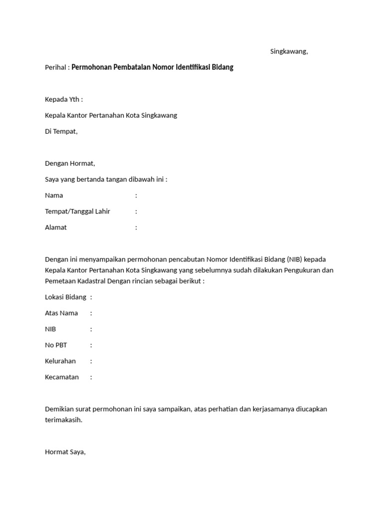 Form Pembatalan Nib | PDF