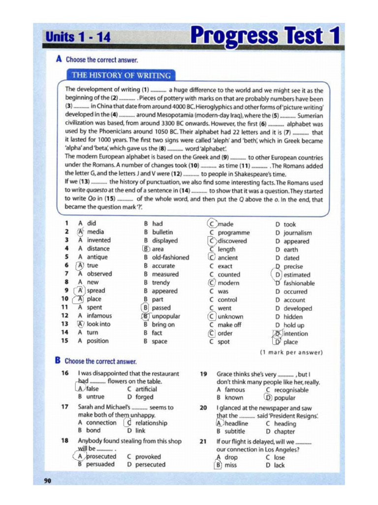 B2 Grammar and Vocabulary Test 1 | PDF