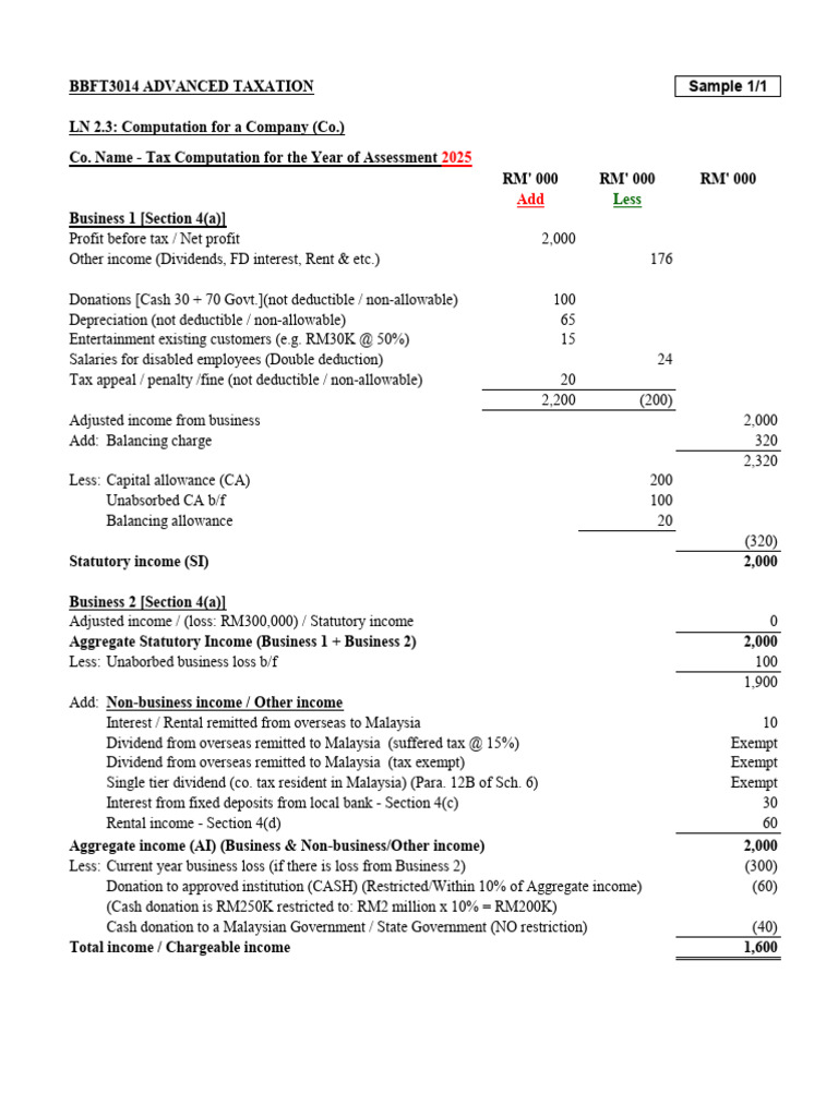 Statutory Income Calculation Guide | PDF | Taxes | Dividend