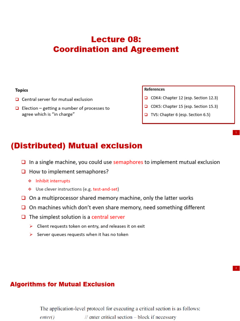 08 - Coordination and Agreement | PDF | Wireless Ad Hoc Network | Computing