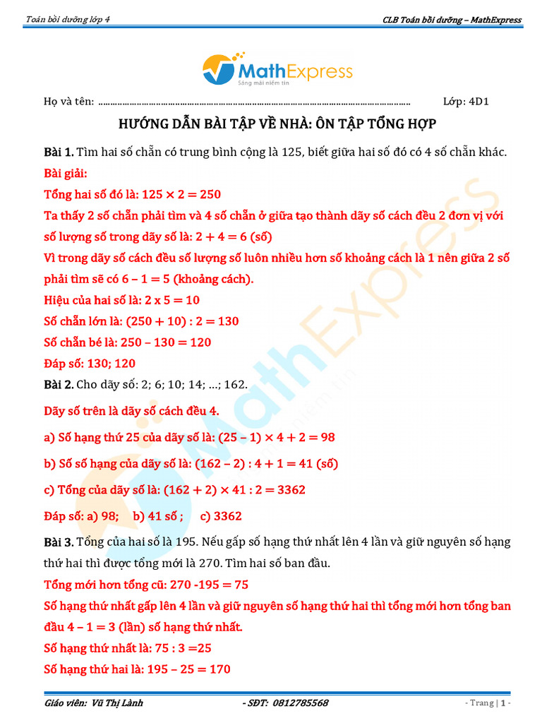 Bc4d1. 04012025. Hdbtvn Ôn Tập Tổng Hợp | PDF