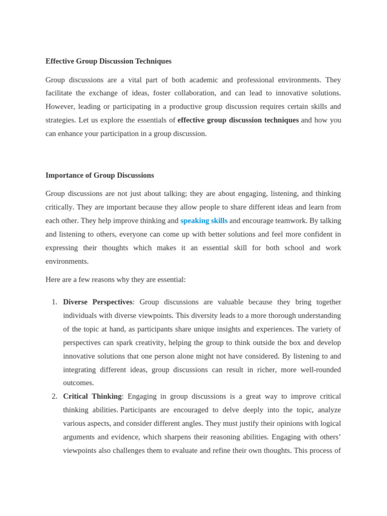 Mastering Effective Group Discussions | PDF | Body Language | Thought