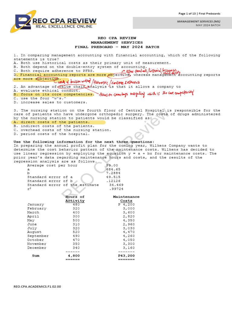 MS Final Preboard Annotated | PDF | Beta (Finance) | Economic Equilibrium
