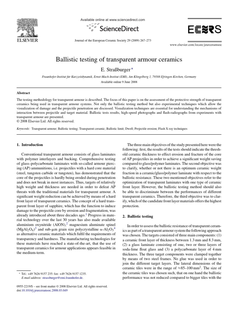 Ballistic Testing of Transparent Armour Ceramics | PDF | Materials ...