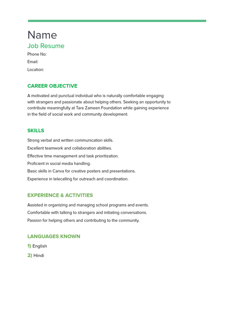 Job Resume | PDF