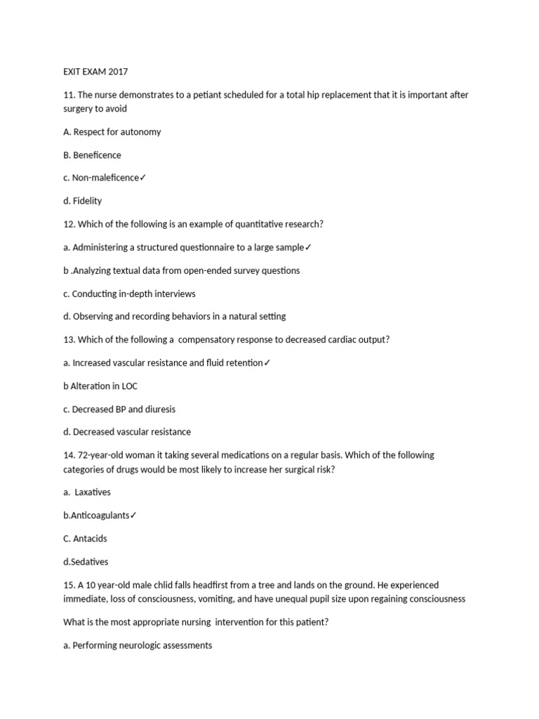 Nursing Exit Exam 2017 Review | PDF | Urinary Incontinence | Hypertension