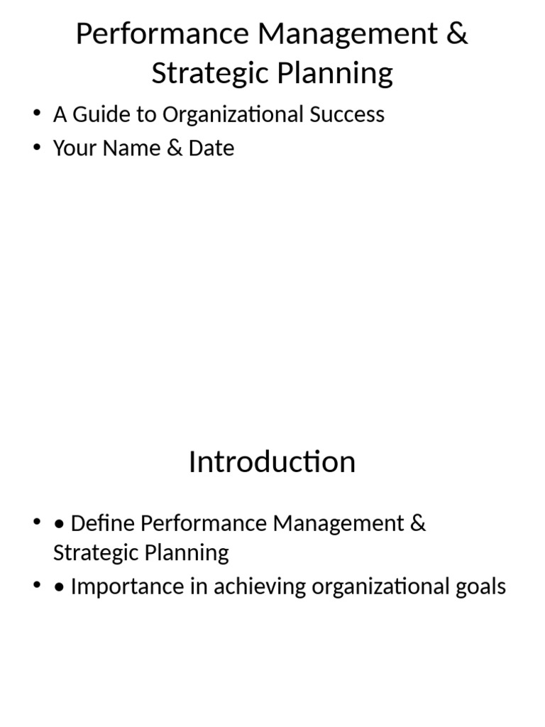 Performance Management Strategic Planning | PDF