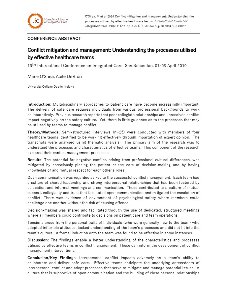 Conflict Mitigation Integ-1 | PDF | Leadership | Health Care