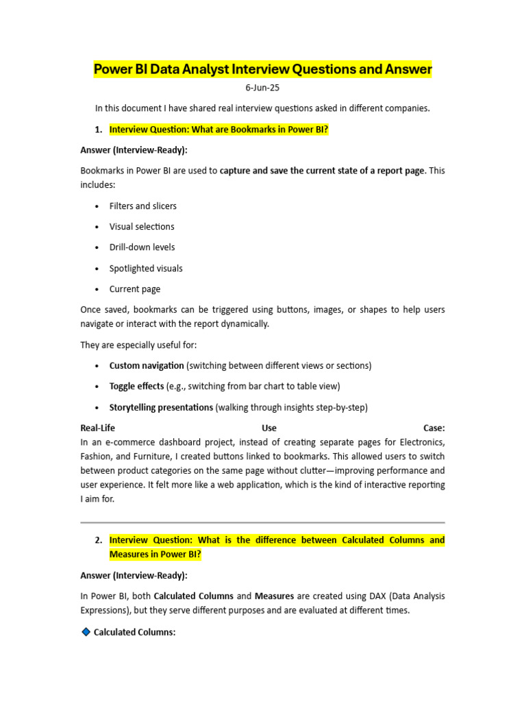 Power BI Data Analyst Interview Guide | PDF | Microsoft Sql Server ...