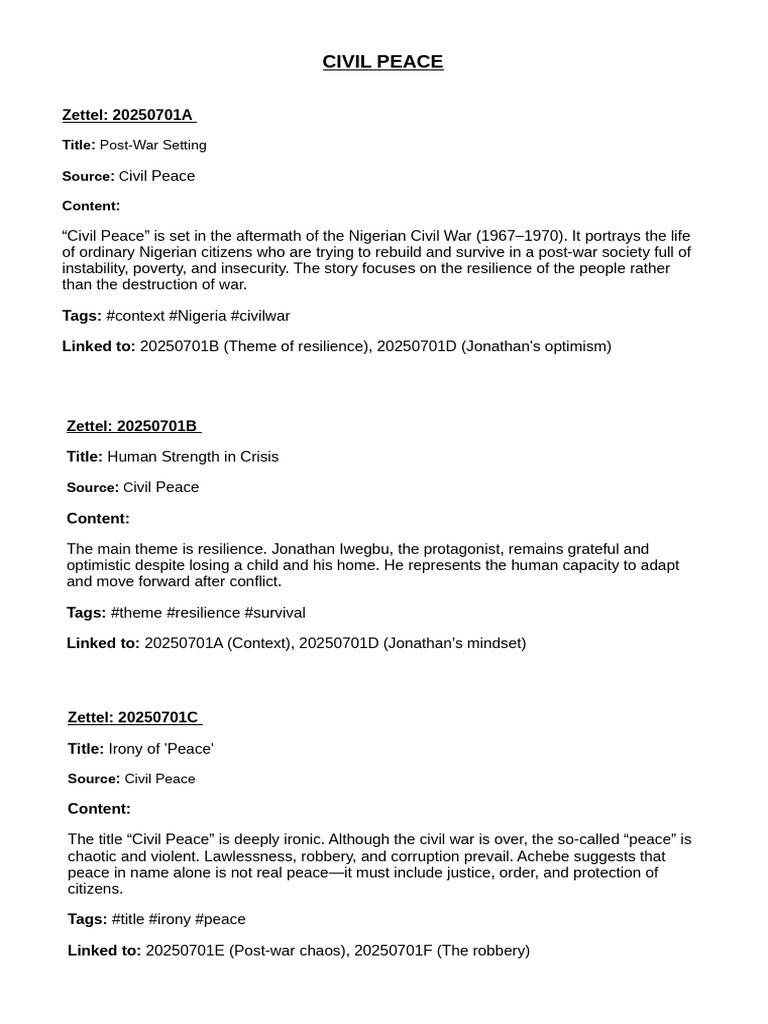 Zettelkasten Civil Peace | PDF | Social Psychology