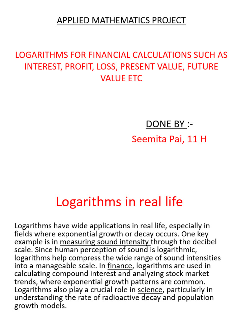 Applied Mathematics Project | PDF | Logarithm | Interest