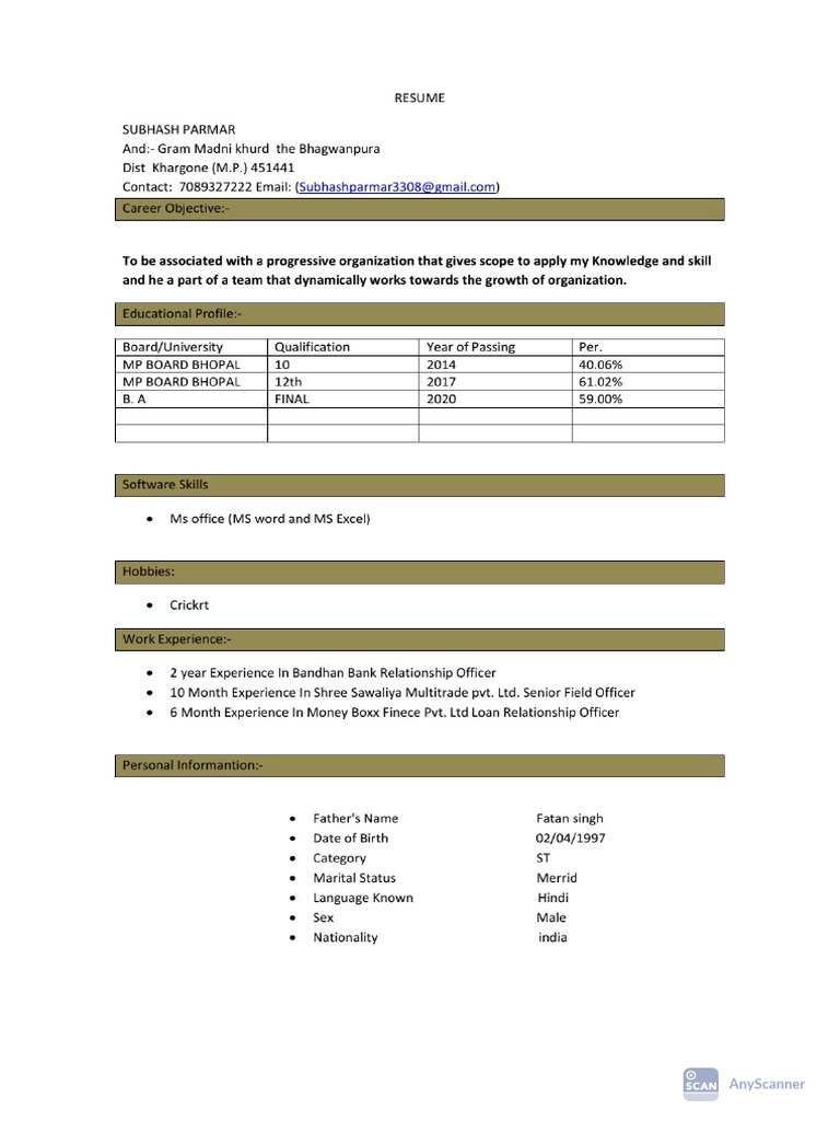 Resume 1 Subhash | PDF