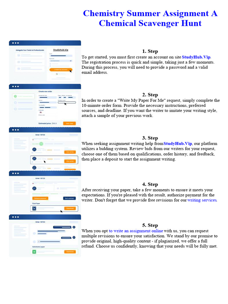 Chemistry Summer Assignment A Chemical Scavenger Hunt | PDF ...