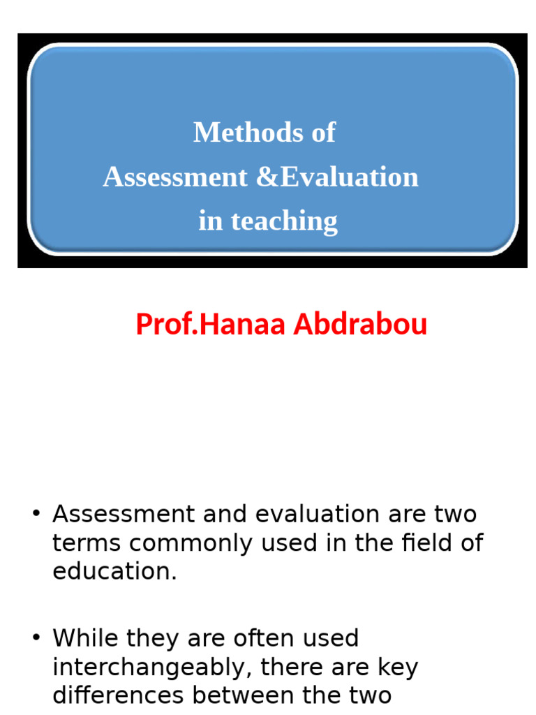Methods of Assessment and Evaluation in Teaching | PDF | Educational Assessment | Evaluation