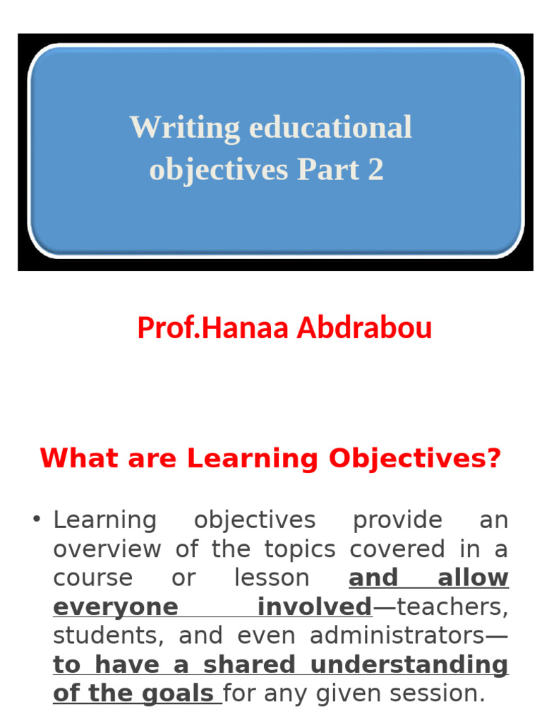 Writing Educational Objectives Part 2 | PDF | Learning | Knowledge