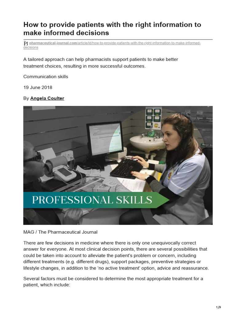 How To Provide Patients With The Right Information To Make Informed ...
