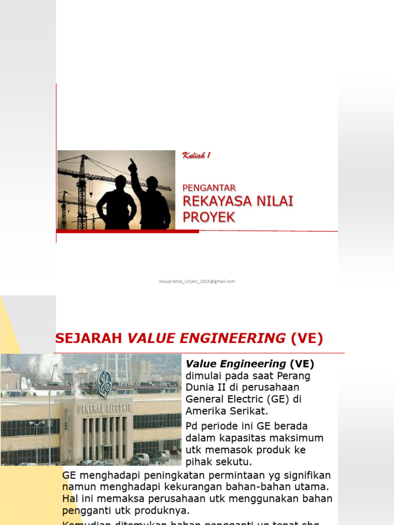 Kuliah - 1 - Pengantar Rekayasa Nilai Proyek | PDF