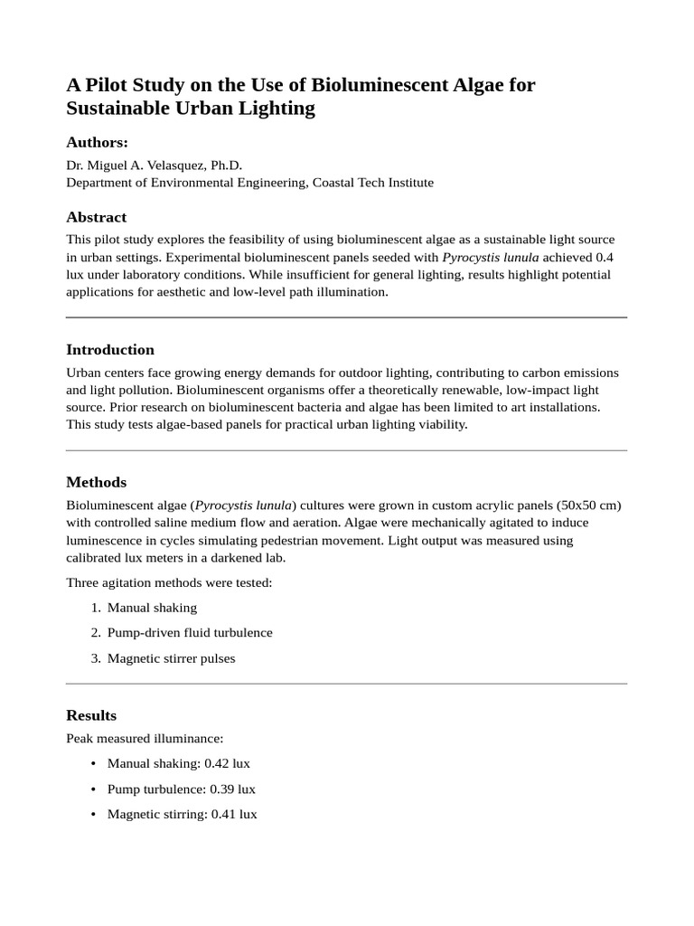 Bioluminescent Algae Lighting | PDF | Lighting | Algae