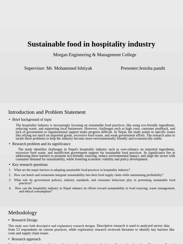Sustainable Food Practices in Hospitality | PDF | Sustainability | Data