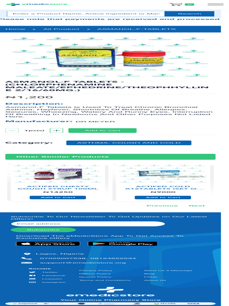 Asmanol F Tablets | PDF