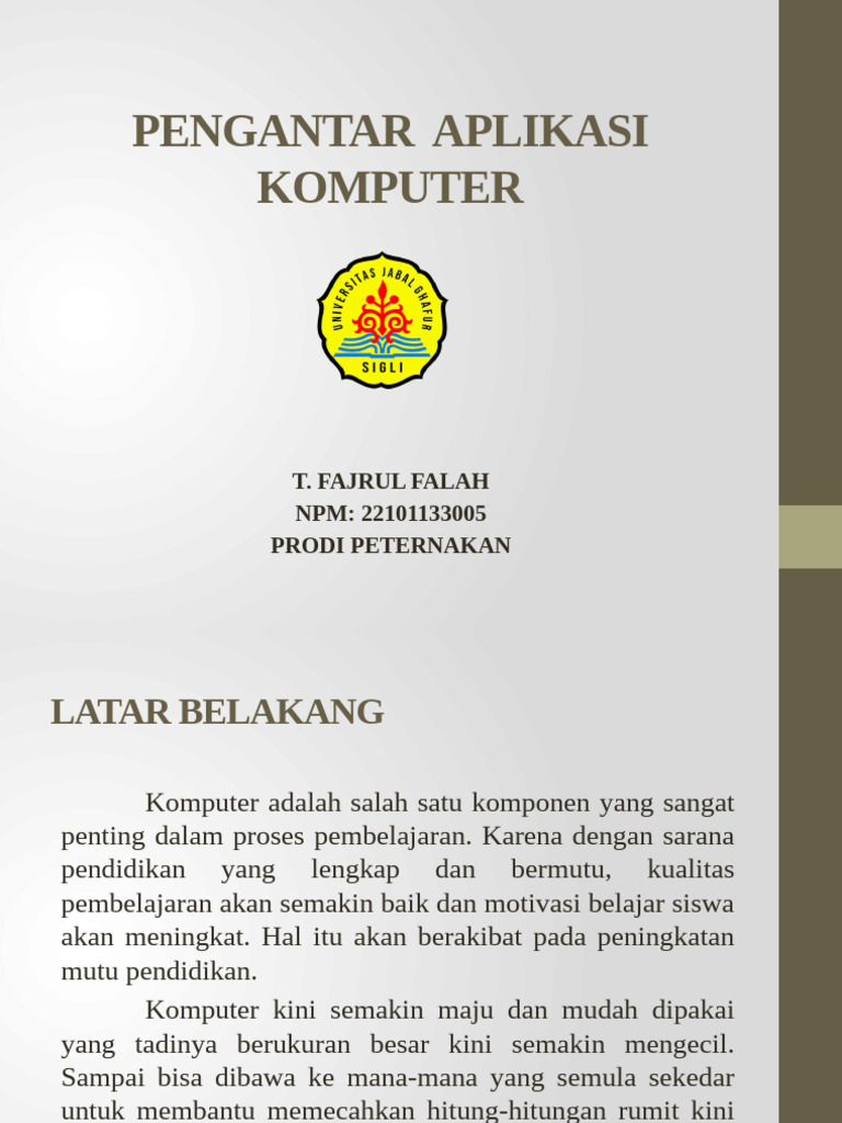 Pengantar Aplikasi Komputer - T. Fajrul Falah | PDF