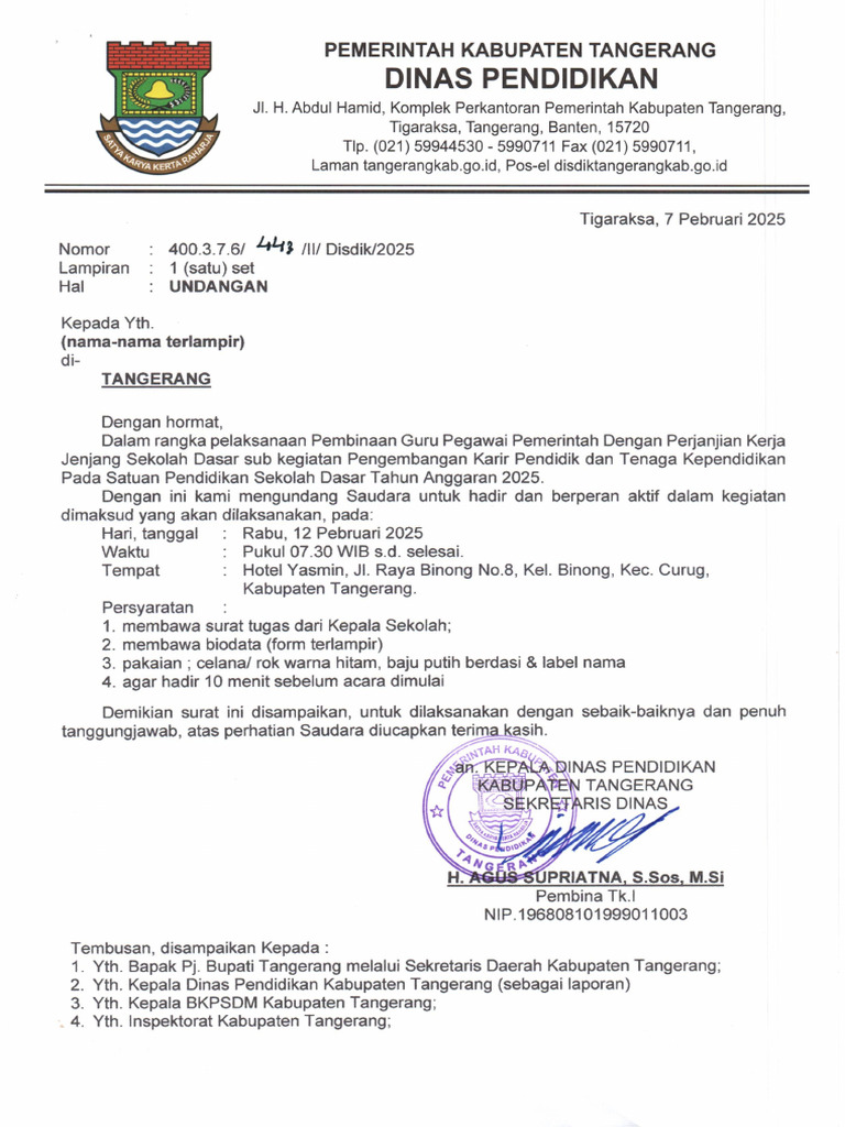 Undangan Peserta PPPK - SD | PDF